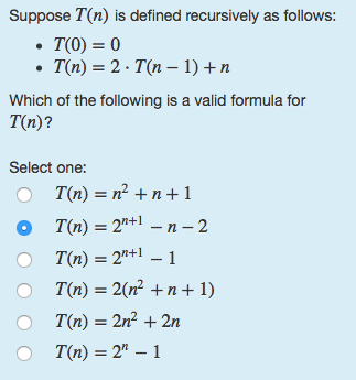 Solved Suppose T(n)T(n) is defined recursively as follows: | Chegg.com