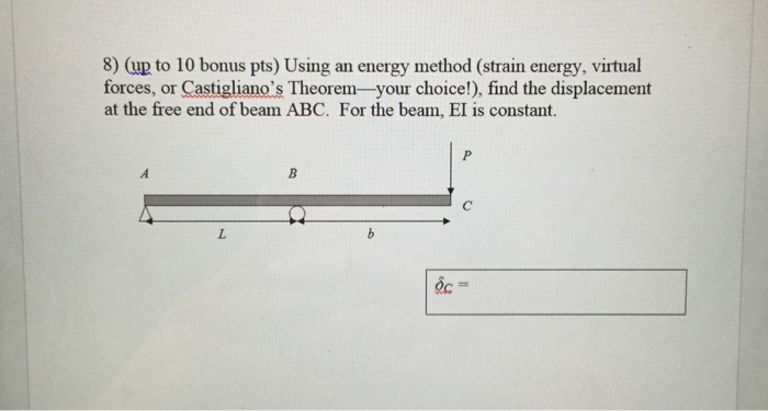 Solved Using an energy method (strain energy, virtual | Chegg.com