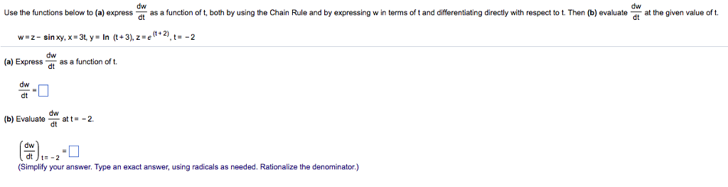 Solved dw Use the functions below to (a) expressas a | Chegg.com