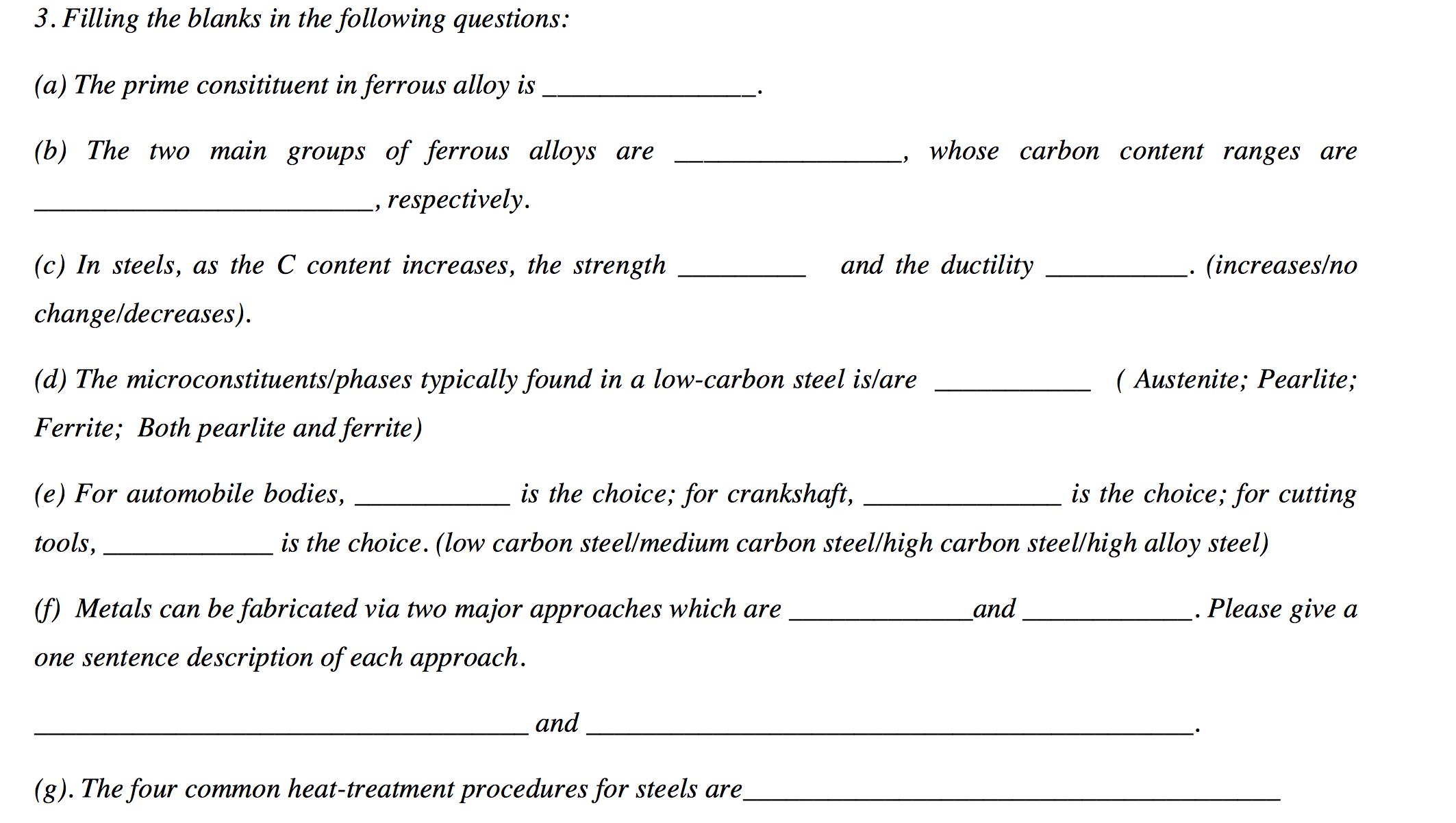 Fill In The Blank Questions About Yourself
