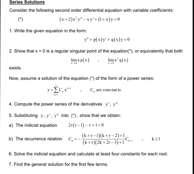 Solved Consider the following second order differential | Chegg.com