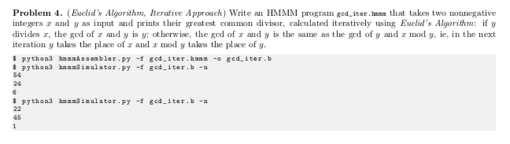 Write An Hmmm Program Gcd Iter Hmmm That Takes Two