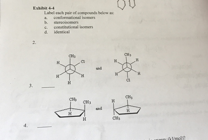 Solved Label each pair of compounds below as: | Chegg.com