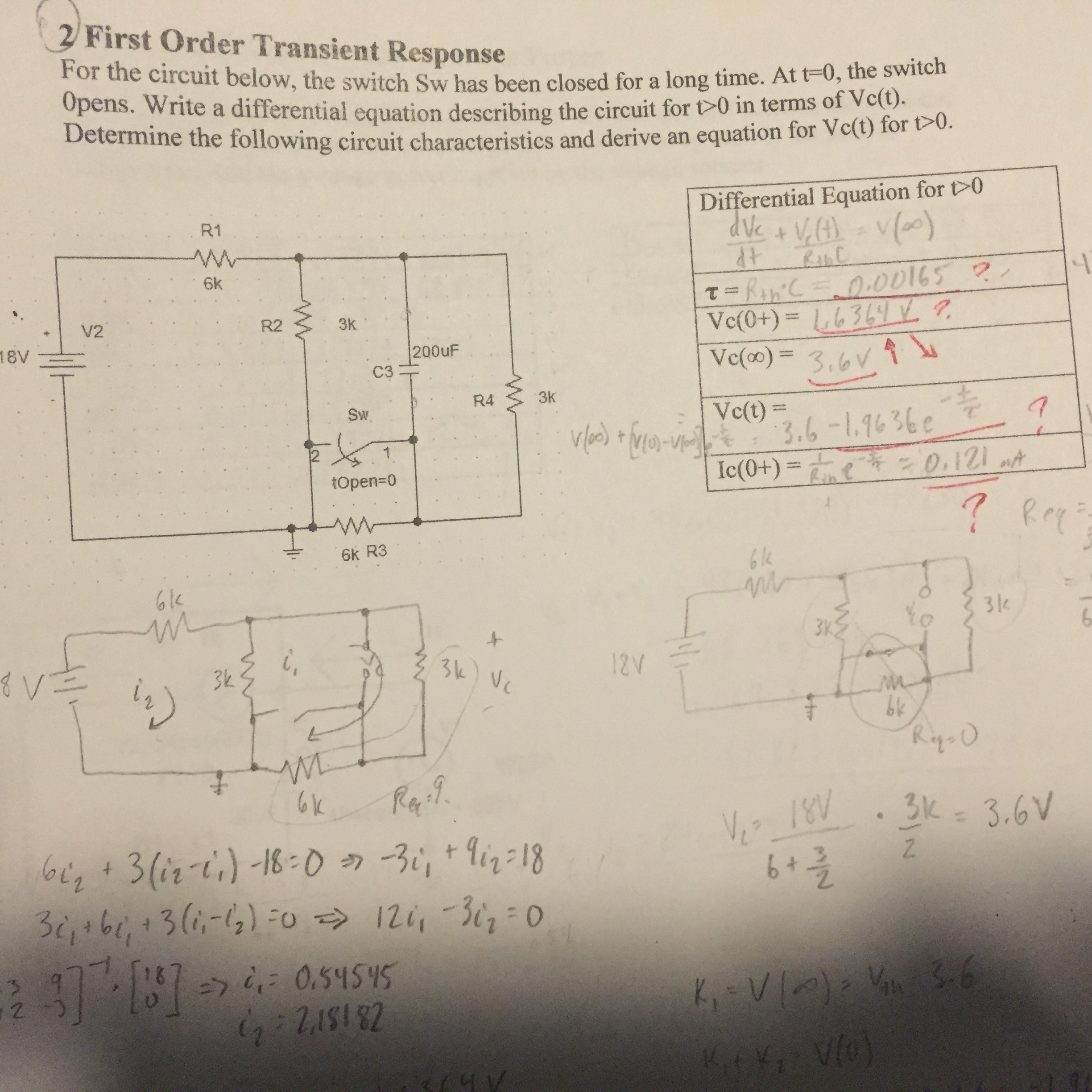 First order transient analysis amplifier