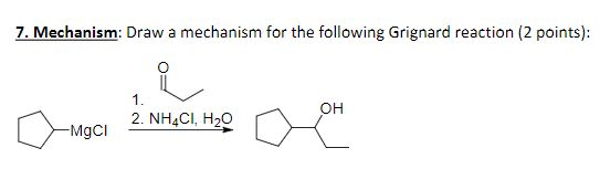 Solved Draw a mechanism for the following Grignard reaction | Chegg.com