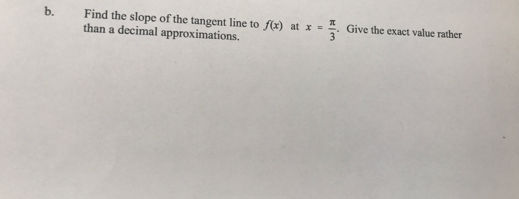 Solved b. Find the slope of the tangent line to f(x) than a | Chegg.com