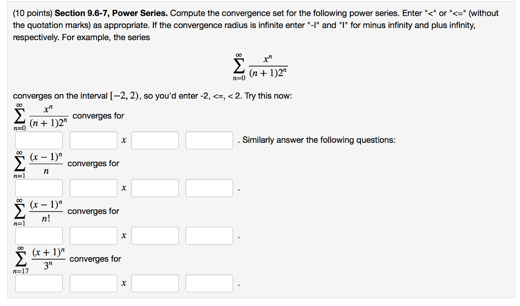 Solved (10 points) Section 96-7, Power Series. Compute the | Chegg.com