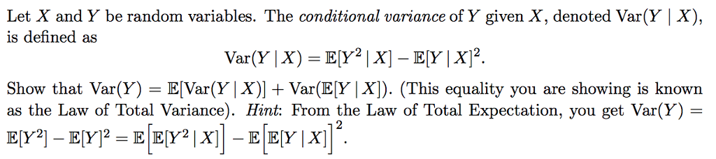 Solved Let X and Y be random variables. The conditional | Chegg.com