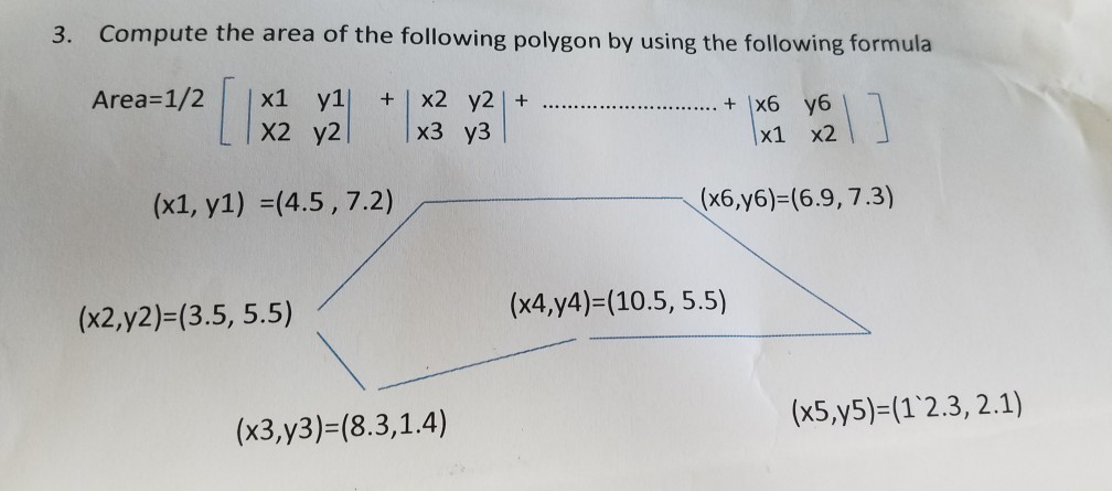 Solved 3. Compute the area of the following polygon by using | Chegg.com