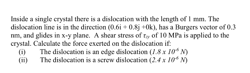 Solved Inside a single crystal there is a dislocation with | Chegg.com