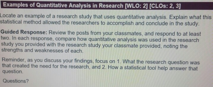 Examples of Quantitative Analysis in Research [WLO: | Chegg.com