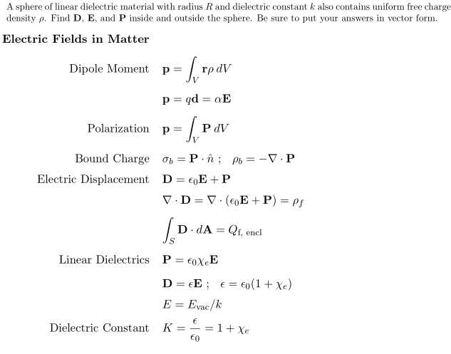 Solved A sphere of linear dielectric material with radius R | Chegg.com