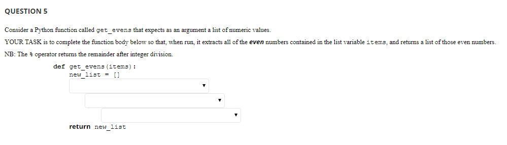 Solved QUESTION 5 Consider a Python function called | Chegg.com