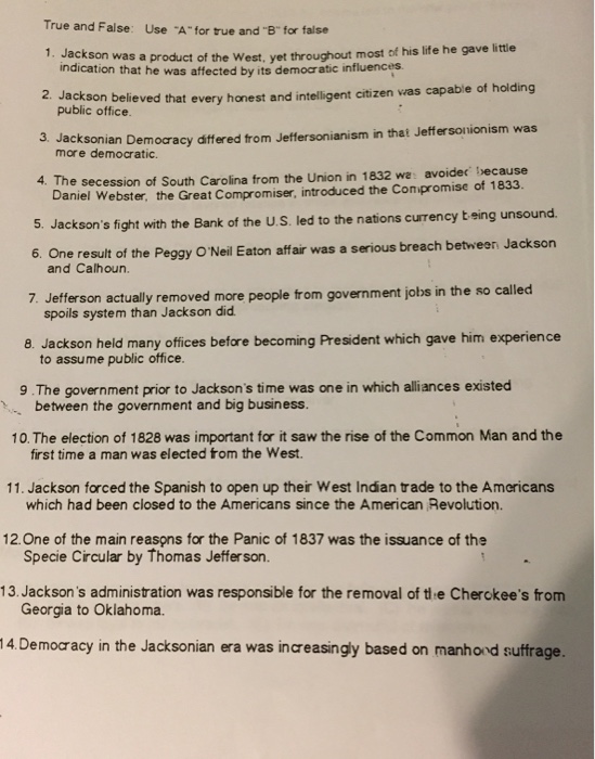 Jackson and Reform Assignment. Please help! | Chegg.com