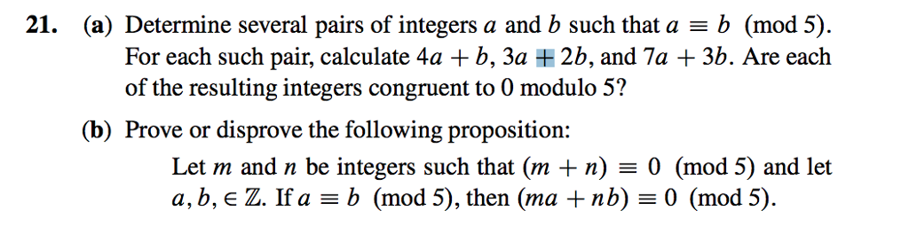 Solved 21. (a) Determine several pairs of integers a and b | Chegg.com