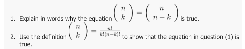 Solved I. Explain in words why the equation K n-K is true. | Chegg.com