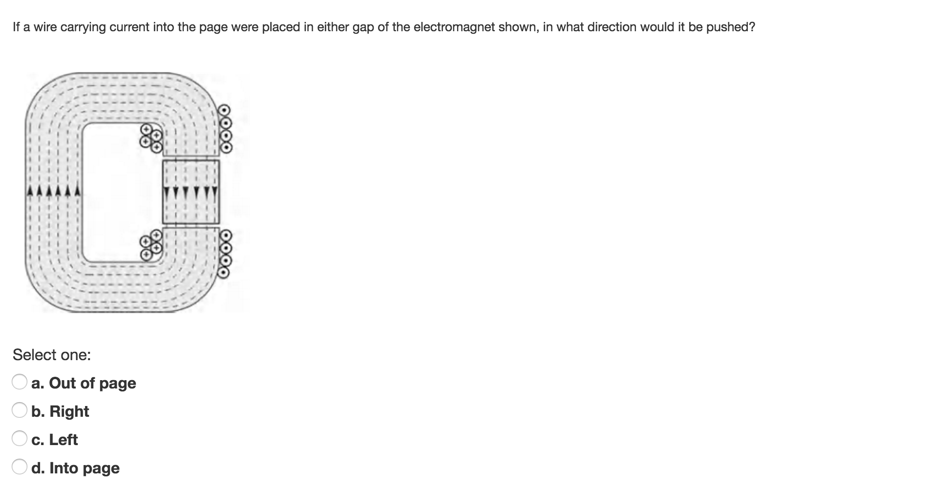 Solved If a wire carrying current into the page were placed | Chegg.com