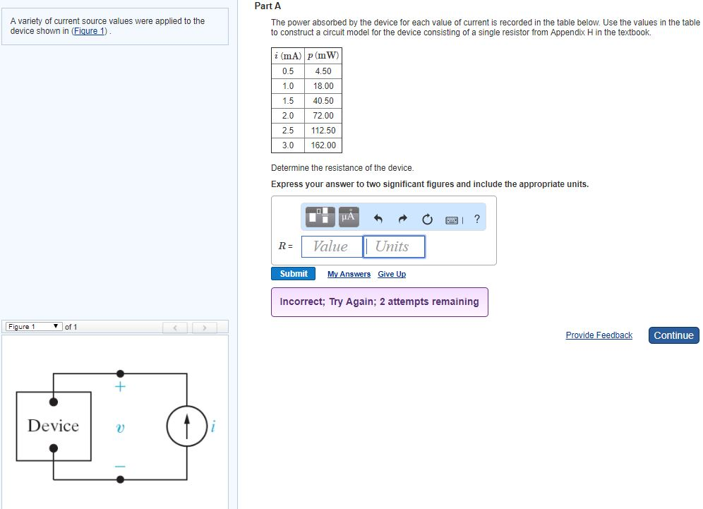Solved A variety of current source values were applied to | Chegg.com