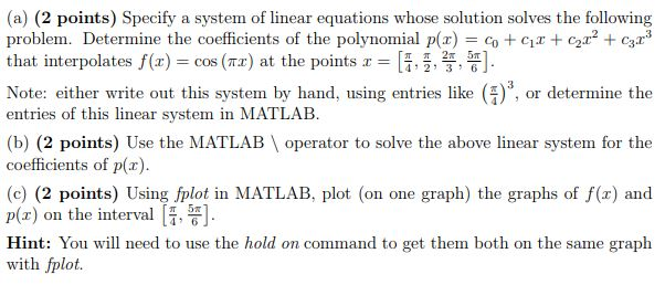Solved (a) (2 points) Specify a system of linear equations | Chegg.com