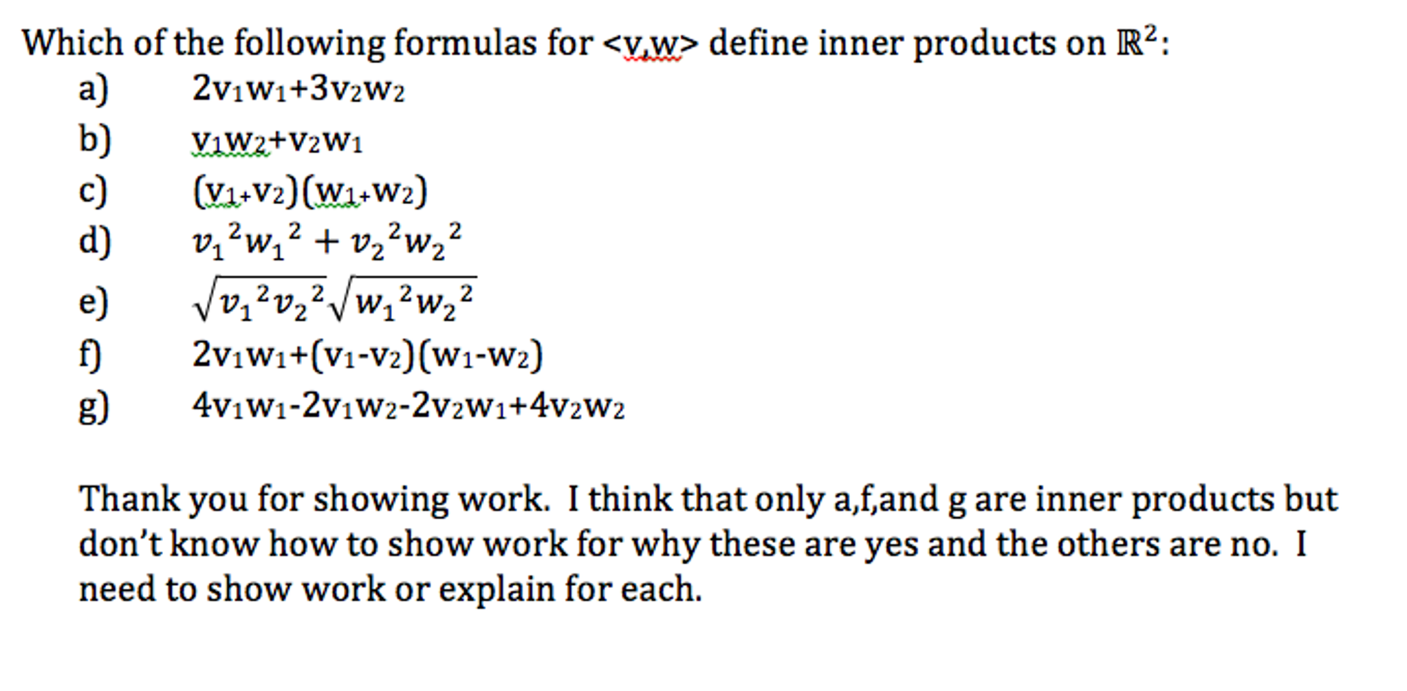 Solved Which of the following formulas for define inner | Chegg.com