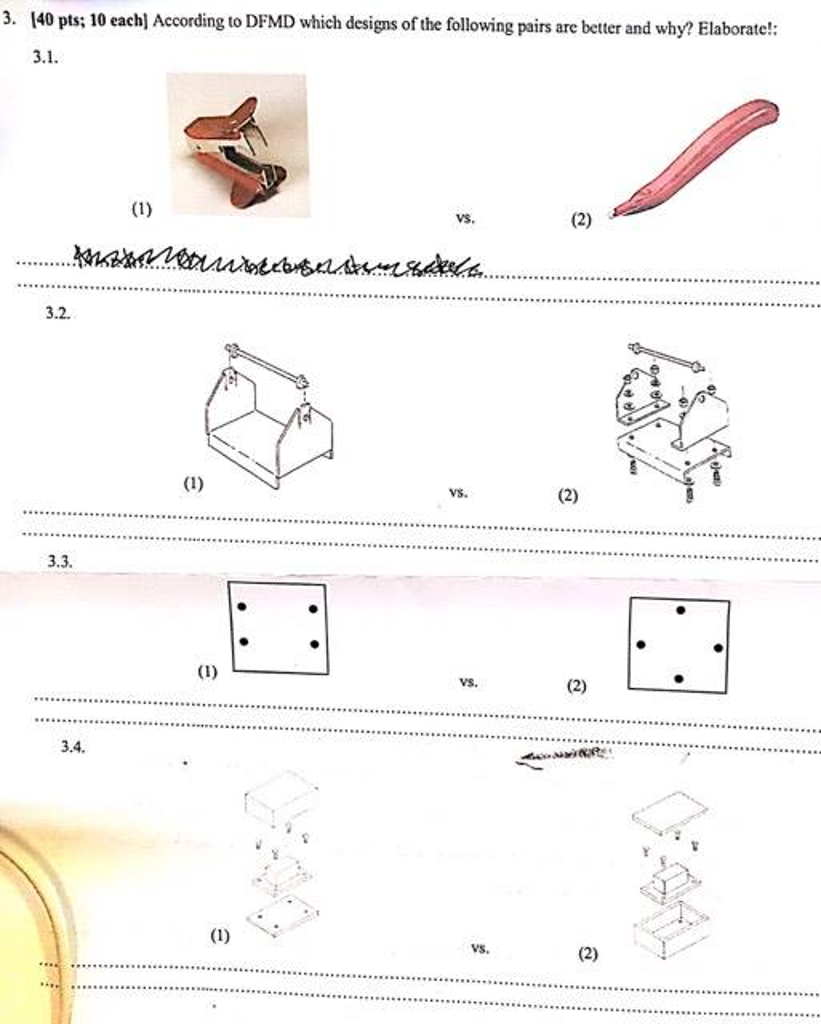 Solved According to DFMD which designs of the following | Chegg.com