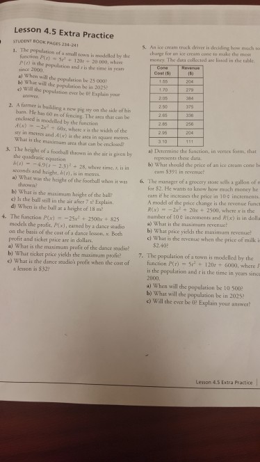 Solved Lesson 4.5 Extra Practice STUDENT nOOK PAGES 234 241 | Chegg.com