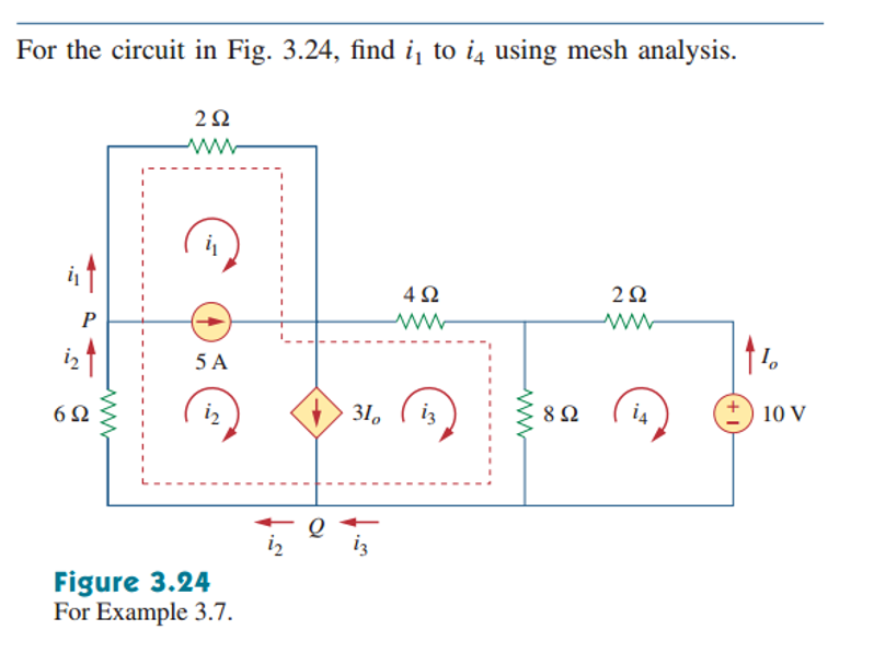 Solved For the circuit in Fig. 3.24, find i to i using mesh | Chegg.com
