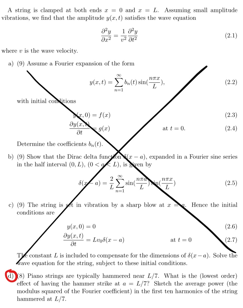 A string is clamped at both ends x 0 and x L. | Chegg.com