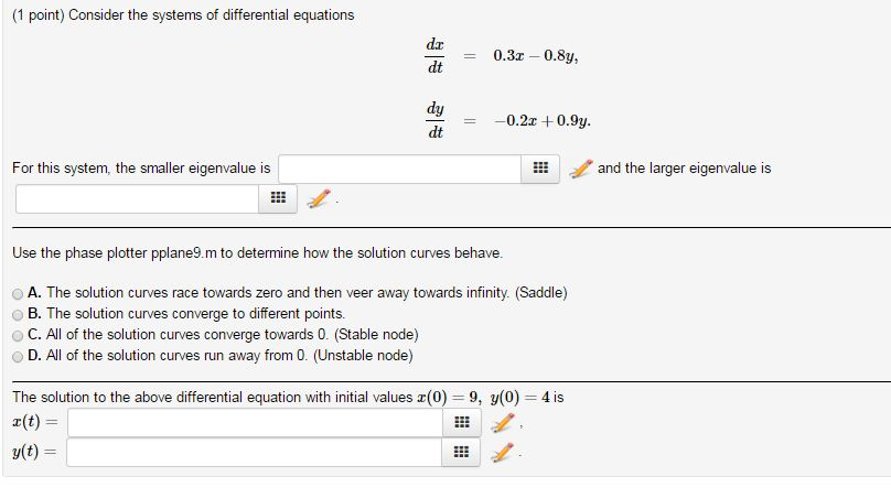 Solved Consider the systems of differential equations dx/dy | Chegg.com
