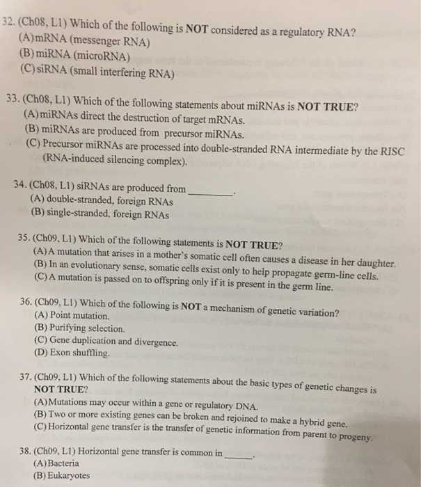 Solved 32. (Cho8, LI) Which of the following is NOT | Chegg.com