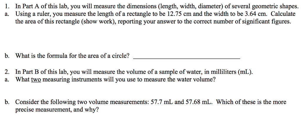 Solved 1. a. In Part A of this lab, you will measure the | Chegg.com