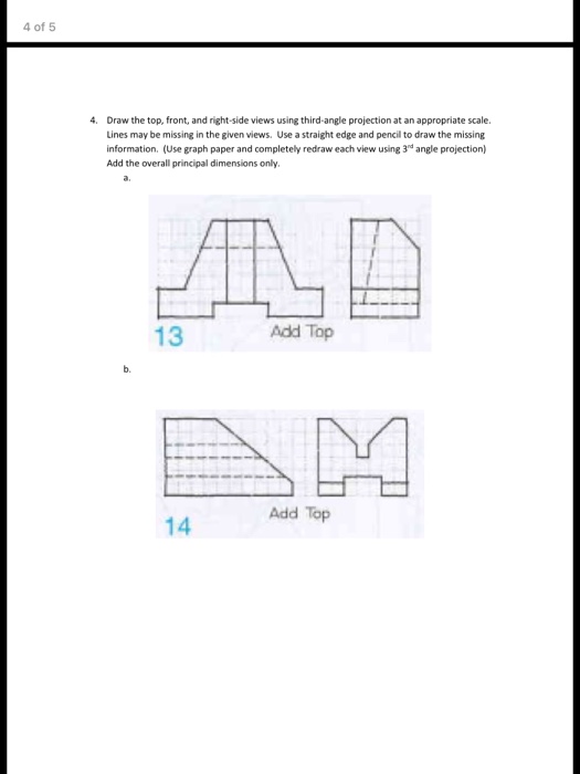Solved Draw the top, front, and right-side views using | Chegg.com