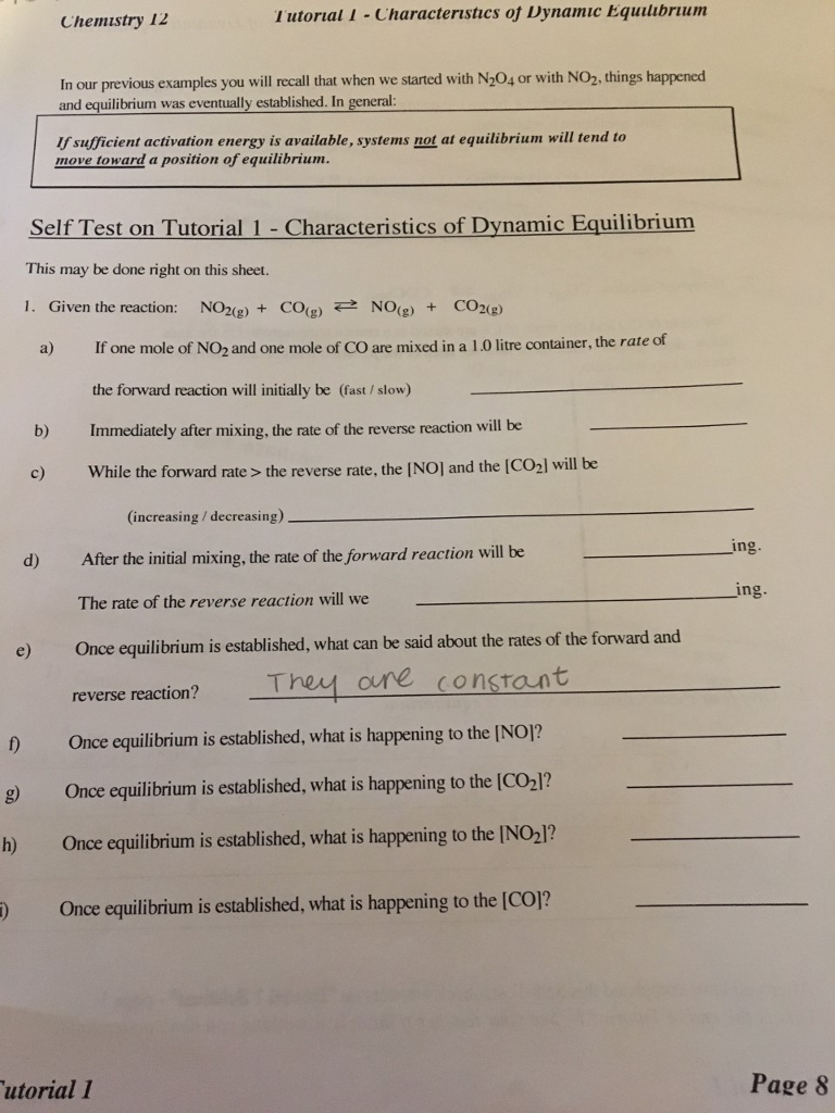 Solved Chemistry 12 Tutorial 1 -Characteristics oj Dynamic | Chegg.com