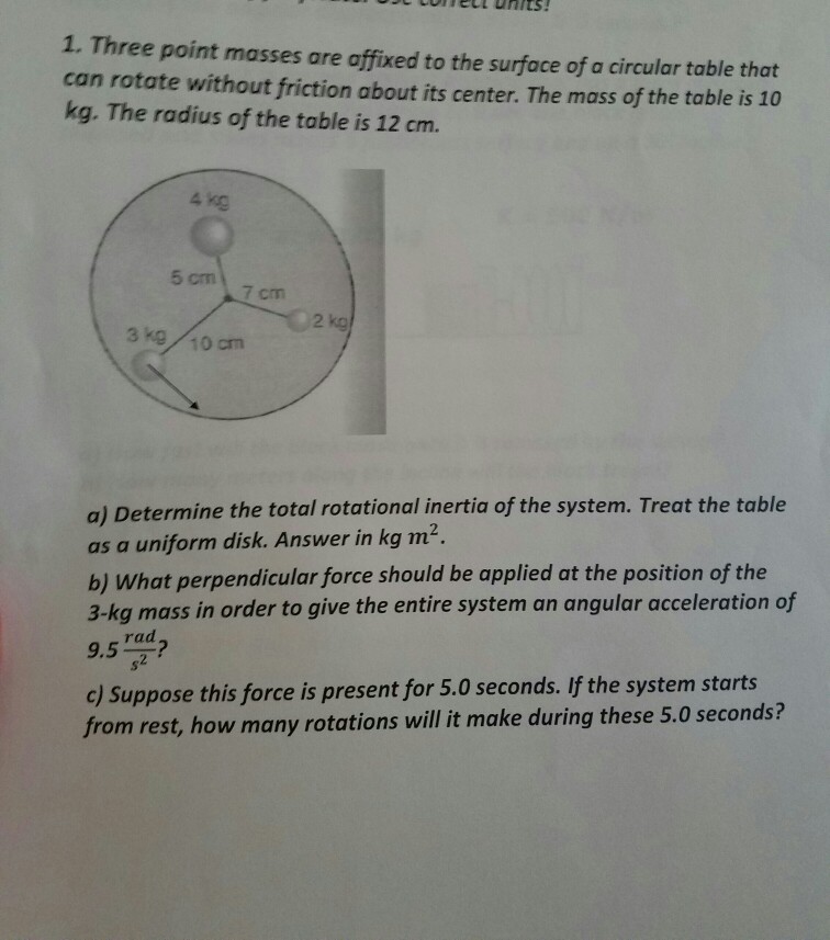 Solved Three point masses are affixed to the surface of a | Chegg.com