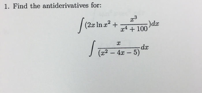 Solved Find the antiderivatives for: integral (2x ln x^2 + | Chegg.com
