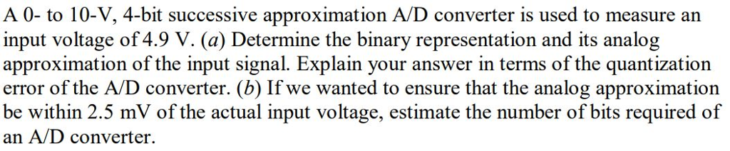 Solved A 0- to 10-V, 4-bit successive approximation A/D | Chegg.com