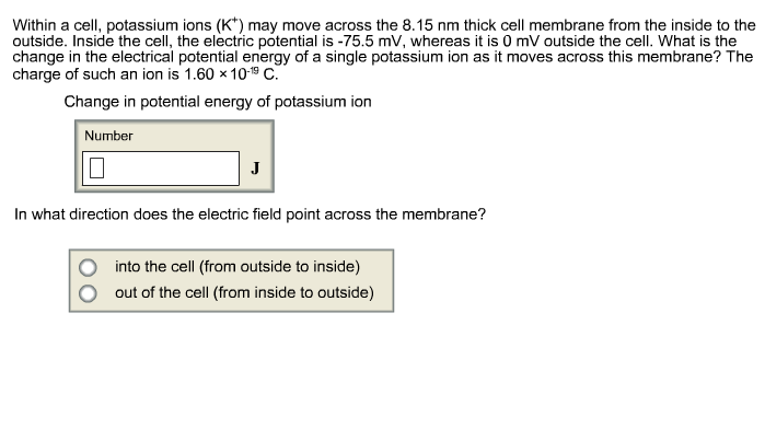 Solved Within a cell, potassium ions (K^+) may move across | Chegg.com
