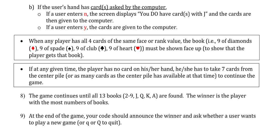 Solved Need help to Create a C program for a card game, | Chegg.com