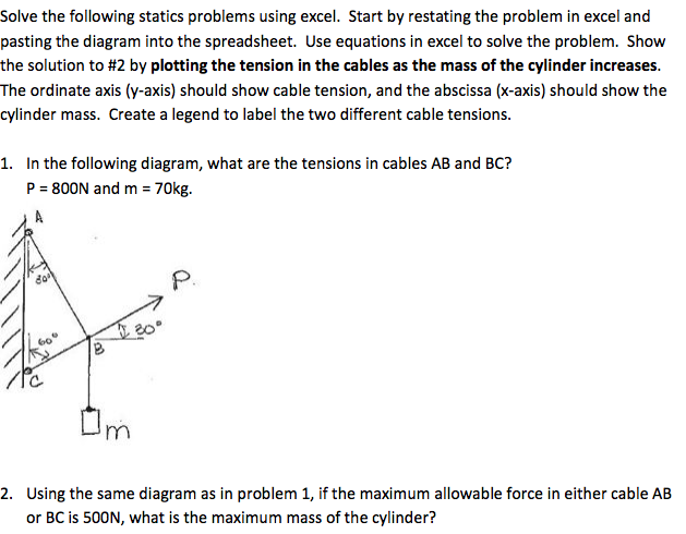 Solved Solve the following statics problems using excel. | Chegg.com