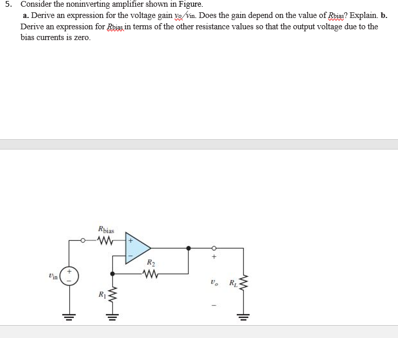 Solved 5. Consider the noninverting amplifier shown in | Chegg.com