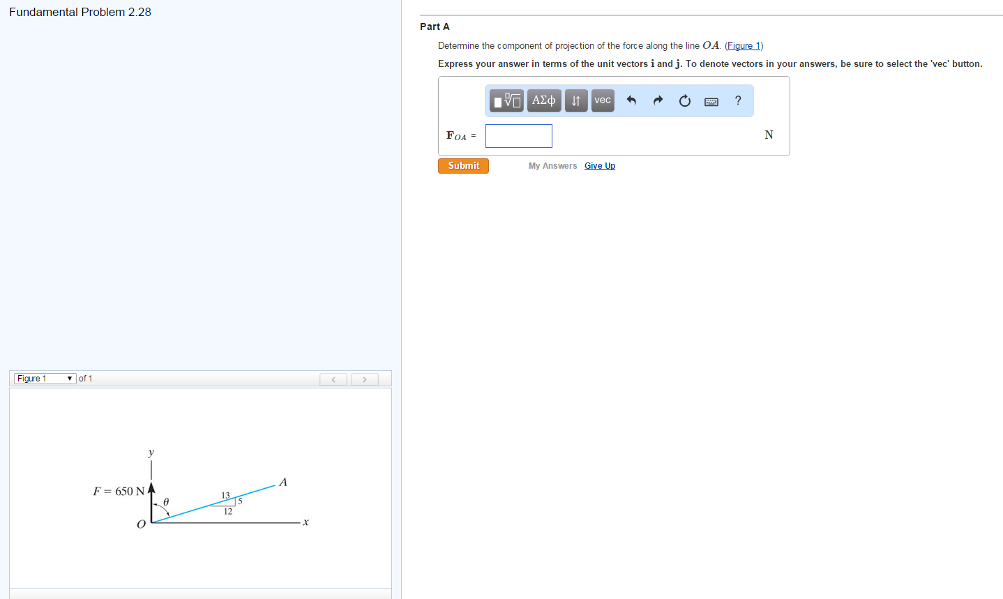 Solved Determine The Component Of Projection Of The Force