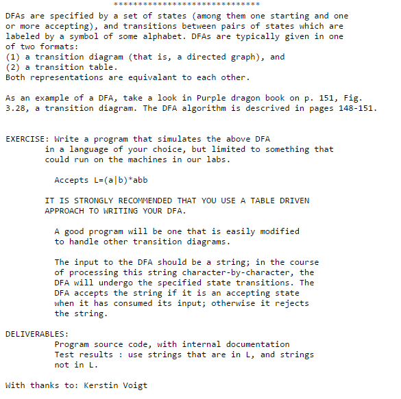 Solved DFAs are specified by a set of states (among them one | Chegg.com