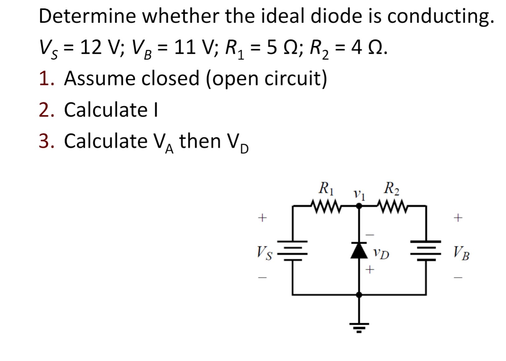 Solved Determine whether the ideal diode is conducting. Vs = | Chegg.com