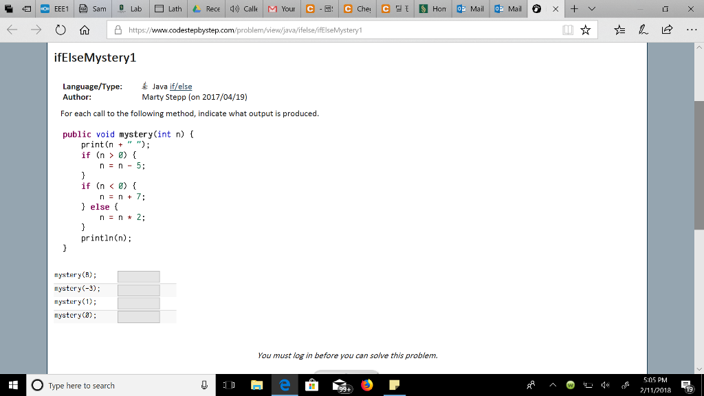 Solved For each call to the following method, indicate what | Chegg.com