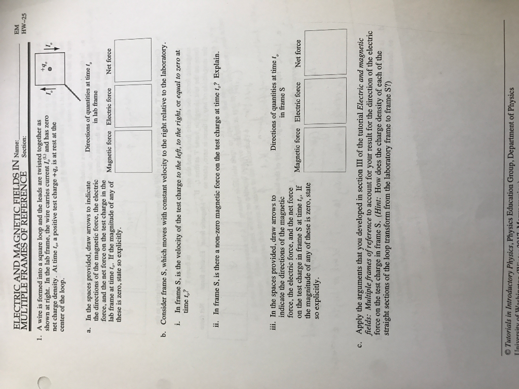 Solved ELECTRIC AND MAGNETIC FIELDS IN Name: EM MULTIPLE | Chegg.com