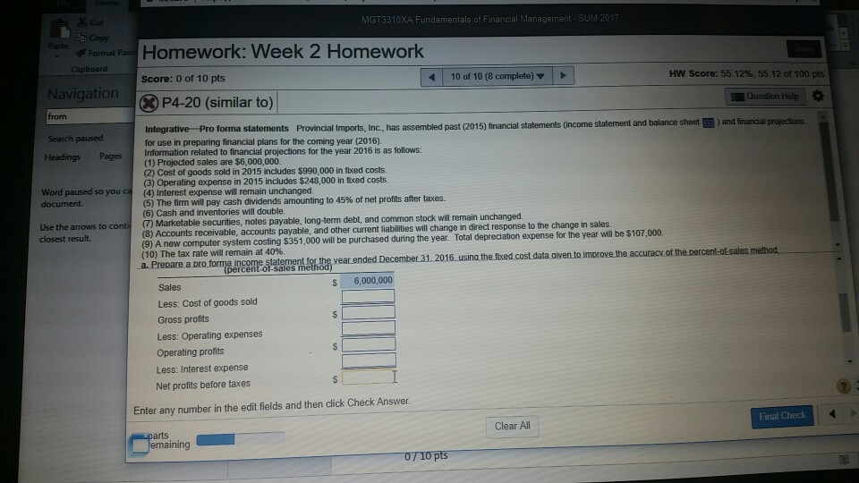 Solved Homework: Week 2 Homework Score: 0 of 10 pts 10 of 10 | Chegg.com