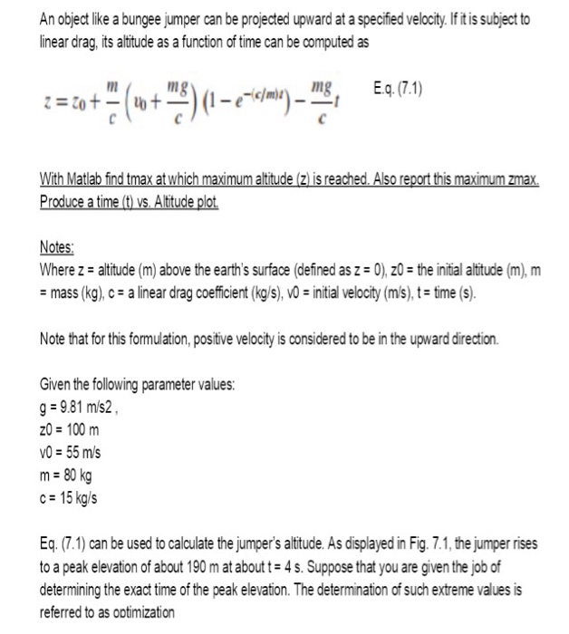 Solved An object like a bungee jumper can be projected | Chegg.com