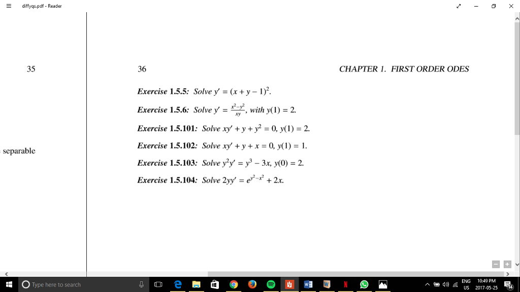 Solved E diffyqs.pdf Reader In C We want y 1, so In C Thus C | Chegg.com