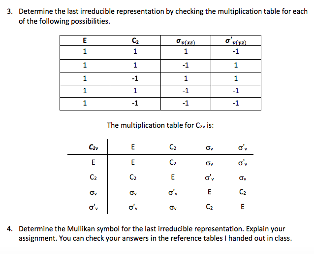 3. Determine the last irreducible representation by | Chegg.com