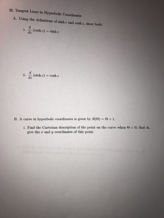 Solved Using the definitions of coshz and sinhz above, show | Chegg.com